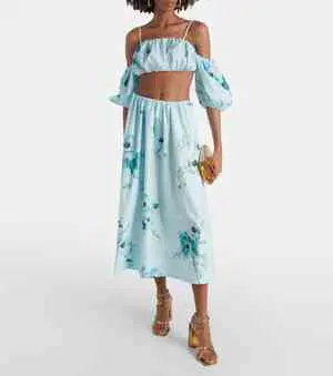 Zimmermann Lightburst Floral Cotton Crop Top