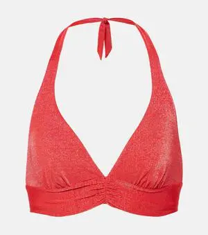 Max Mara Halterneck Lurex® Bikini Top - Red