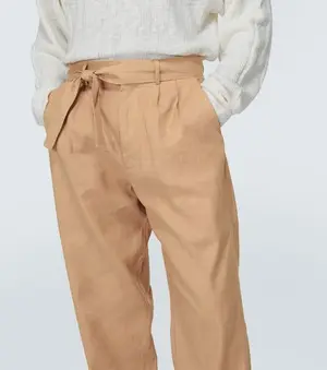 Commas High-rise Linen And Cotton Straight Pants