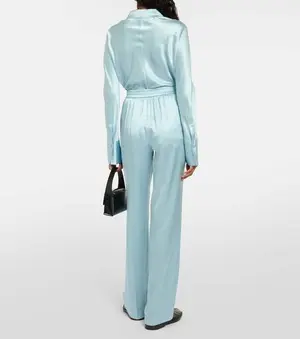 JOSEPH Tova Silk Satin Pants - Blue