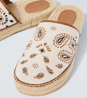 Alanui Bandana Canvas Jacquard Espadrille Slides