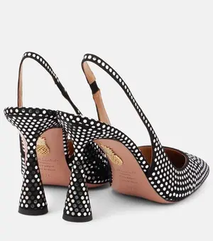 AQUAZZURA Amore Embellished Leather Slingback Pumps