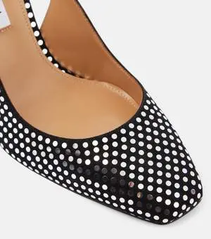 AQUAZZURA Amore Embellished Leather Slingback Pumps