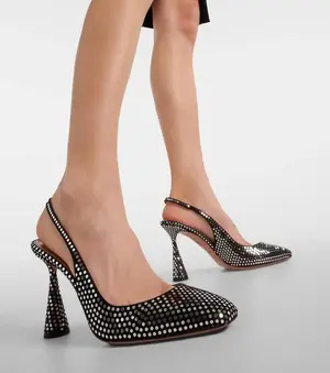 AQUAZZURA Amore Embellished Leather Slingback Pumps
