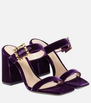 GIANVITO ROSSI Wondy Embellished Velvet Mules