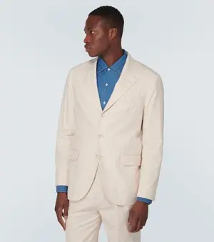 Brunello Cucinelli Cotton And Cashmere-blend Suit - Beige