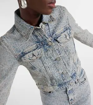 Acne Studios Cropped Jacquard Denim Jacket - Blue