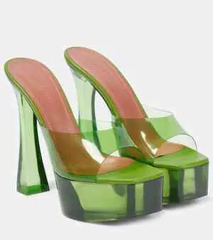 Amina Muaddi Dalida Glass Platform Mules