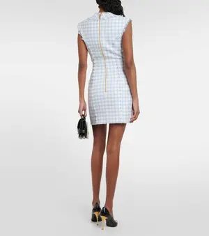 Balmain Gingham Tweed Minidress