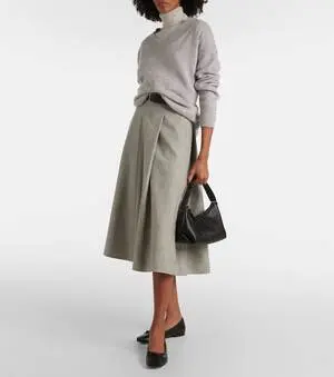 Brunello Cucinelli Wool And Cashmere Flannel Midi Skirt