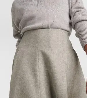 Brunello Cucinelli Wool And Cashmere Flannel Midi Skirt