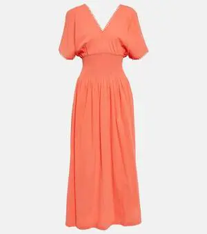 Heidi Klein Smocked Cotton Maxi Dress - Blue