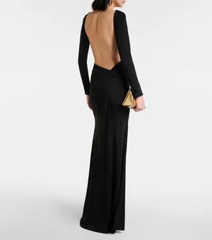 Alex Perry Open-back Jersey Gown - Black