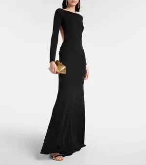 Alex Perry Open-back Jersey Gown - Black
