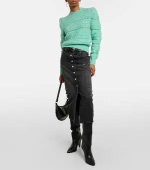 MARANT ETOILE Vandy Denim Midi Skirt - Black