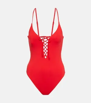 Melissa Odabash Nerano Lace-up Swimsuit - Red