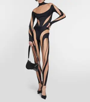 MUGLER Mesh-trimmed Bodysuit