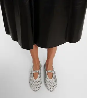 Alaïa Crystal-embellished Ballet Flats - White