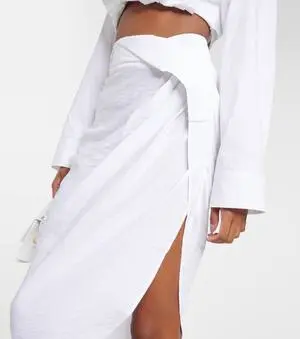 Jacquemus La Jupe Saudade Draped Midi Skirt