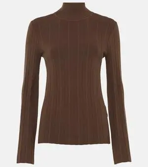 JOSEPH Silk-blend Plissé Turtleneck Sweater