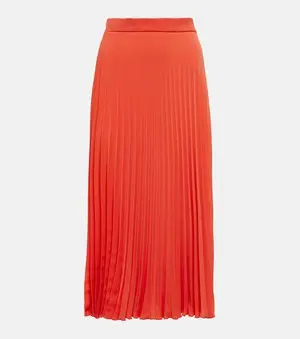 MAISON MARGIELA Pleated Crepe Midi Skirt - Red