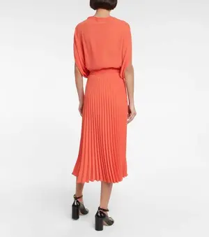 MAISON MARGIELA Pleated Crepe Midi Skirt - Red