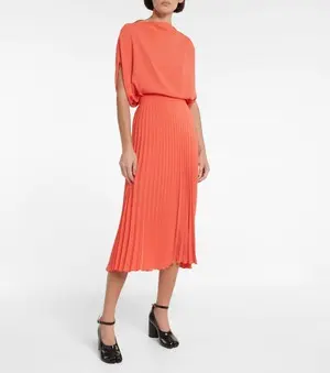 MAISON MARGIELA Pleated Crepe Midi Skirt - Red