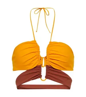 NENSI DOJAKA Ruched Halterneck Bikini Top - Multicoloured