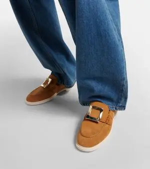 ROGER VIVIER Viv Rangers Suede Loafers - Brown