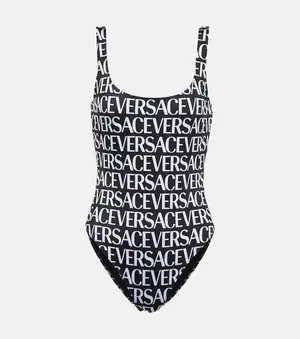 Versace Logo One-piece Swimsuit - Black