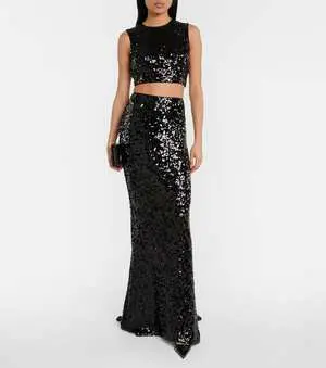 Dolce & Gabbana Sequined Maxi Skirt - Black