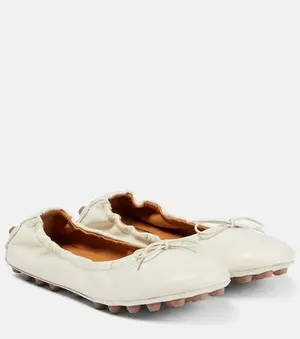 TOD'S Leather Ballet Flats - White