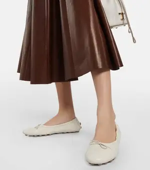 TOD'S Leather Ballet Flats - White