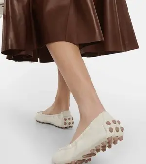 TOD'S Leather Ballet Flats - White