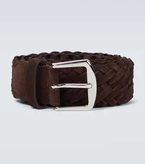 Loro Piana Alsavel Braided Suede Belt - Brown