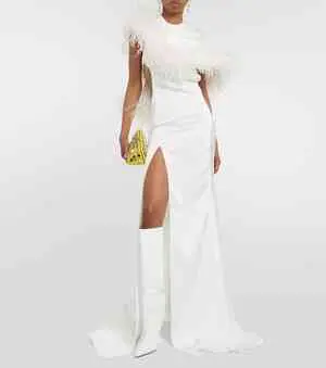 Attico Feather-trimmed Gown