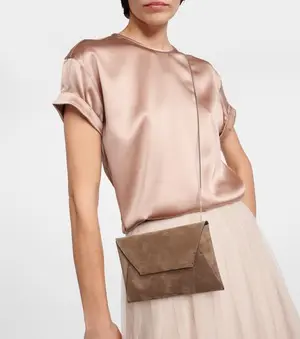 Brunello Cucinelli Suede Shoulder Bag - Beige