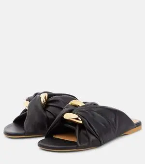 JW Anderson Corner Leather Slides - Black