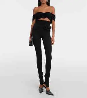 Magda Butrym Off-shoulder Ruched Floral Crop Top