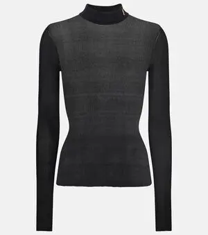Saint Laurent Monogram Silk Mockneck Top