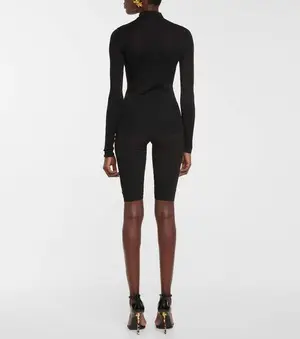 Saint Laurent Monogram Silk Mockneck Top