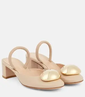 GIANVITO ROSSI Sphera 45 Leather Slingback Pumps - Beige