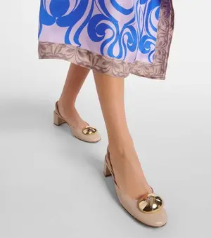 GIANVITO ROSSI Sphera 45 Leather Slingback Pumps - Beige