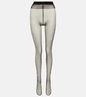 Saint Laurent Monogram Crystal-embellished Tights - Black