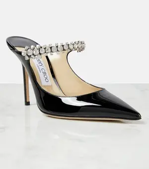 JIMMY CHOO Bing 100 Patent Leather Mules - Black