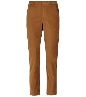 7 For All Mankind High-rise Cotton-blend Velvet Trousers