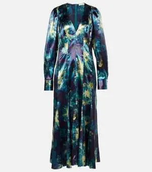 Ulla Johnson Azrou Floral Satin Midi Dress