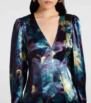 Ulla Johnson Azrou Floral Satin Midi Dress