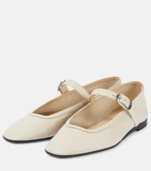 Le Monde Beryl Leather Mary Jane Ballet Flats - White
