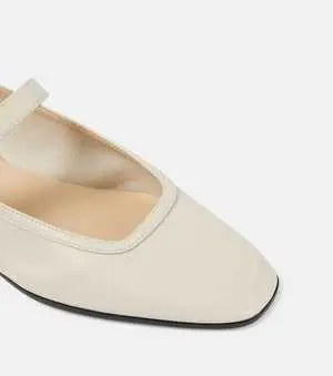 Le Monde Beryl Leather Mary Jane Ballet Flats - White